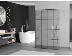 Mexen Kioto, sprchová zástěna Walk-In 160 x 200 cm, 8mm sklo černý vzor, ​​bílý profil, 800-160-002-20-77