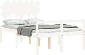 Postel s čelem pro seniory bílý 120x200 cm masivní dřevo 3195542