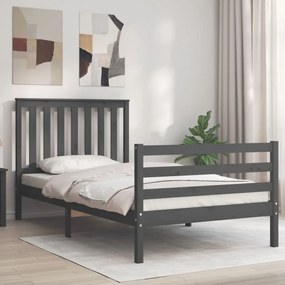 Rám postele s čelem šedý 100 x 200 cm masivní dřevo,  3194238 HangarStore.cz
