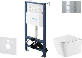 kielle Genesis New - Set předstěnové instalace, klozetu Arkas I, Vortex Rimless+, sedátka softclose a tlačítka Gemini New II, lesklý chrom 30528SS77