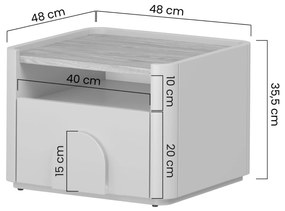 Noční stolek Amilio 50 cm - kašmírová / dub olejovaný / kašmírová úchytka