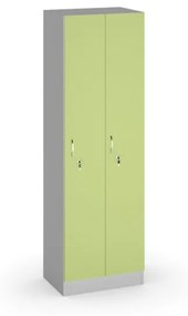 Dřevěná šatní skříňka, 2 oddíly, 1900x600x420 mm, šedá/zelená