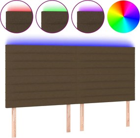 Čelo postele s LED tmavě hnědé 160x5x118/128 cm textil 3122573
