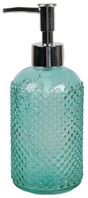 Tyrkysová skleněná nádoba na mýdlo s pumpičkou II – 400 ml