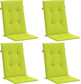 Podušky na židli vysoké opěradlo 4 ks jasně zelené 120x50x3 cm 314120