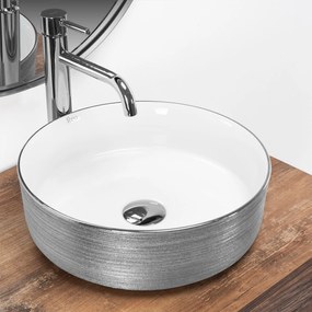Rea Sami Brush Silver, umyvadlo na desku 360x360x115 mm, stříbrná-bílá, REA-U3304