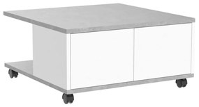 FMD Mobilní konferenční stolek 70x70x35,5 cm betonová a lesklá bílá - Default Title