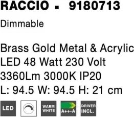 Stropní LED svítidlo NOVA LUCE RACCIO 50W 3000K 9180713 stmívatelné Triac