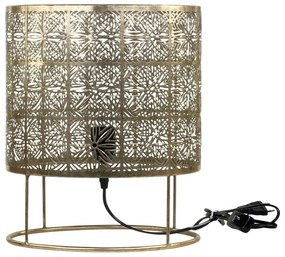 Mosazná antik kovová stolní lampa se vzorem Tappie - 30*36 cm/ E27/ 40W