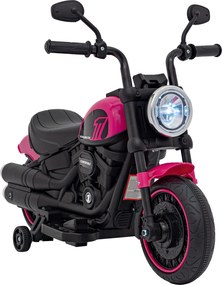 Ramiz Elektrická motorka Chopper FASTER pro děti růžová + FM rádio + audio panel + LED