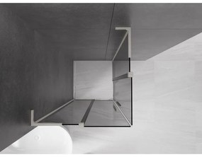 Mexen Velar L Duo, sprchový kout s posuvnými dveřmi 90 x 90 cm, 8mm šedé sklo, broušená ocel, 871-090-090-02-43-97