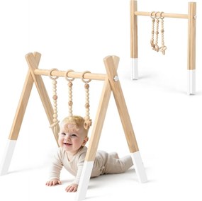 Costway Baby Play Arch Dřevěná hrací hrazda Skládací dětská tělocvična