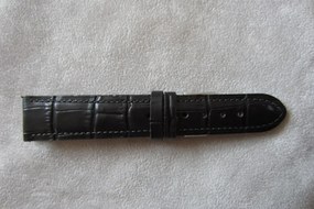 Černý prošitý řemínek LAVVU CROCO z luxusní kuže Top Grain - 18mm LSIUB18