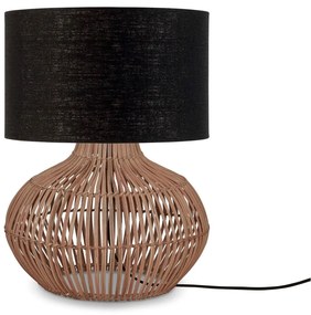 Stolní lampa s textilním stínidlem v černo-přírodní barvě (výška 48 cm) Kalahari – Good&amp;Mojo