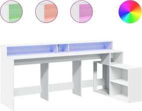 Psací stůl s LED světly bílý 200 x 104 x 91 cm kompozitní dřevo 3309465