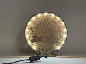 Li-Go "Strom života s achátovým srdcem" dřevěná lampa s dvojitým podsvícením  20x22 cm/dub provedení povrchu: jedle