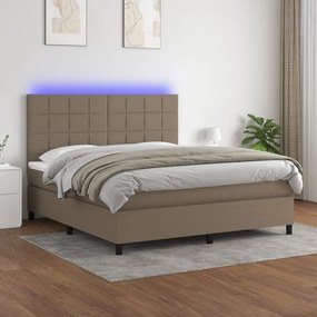 Box spring postel s matrací a LED taupe 180x200 cm textil