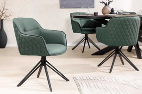 Designová otočná židle Natasha zelená kůže
