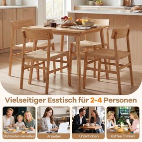 Costway Jídelní stůl z bambusu, čtvercový pro 2-4 osoby – 70 × 70 cm