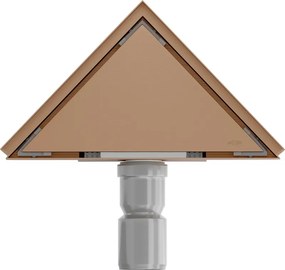 Mexen Flat-T M13 podlahový vpust trojúhelníkový 20 x 20 cm, kartáčovaná měď - 1C10320