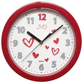 Dětské červené netikající tiché hodiny JVD HP612.D3 s tichým chodem