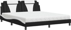 Postel Viana s matrací černá a bílá 180 x 200 cm umělá kůže 3208815
