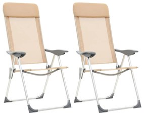 vidaXL Skládací kempingové židle 2 ks krémové hliníkové