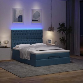 Osmanský rám postele s matrací modrá 140x200cm textil 3314099