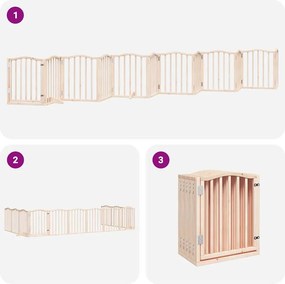 Zábrana pro psy s dvířky skládací 12 panelů 600 cm topol 3155586