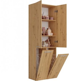 Koupelnový sloupek se 2 koši na prádlo NEL 2K DD dub artisan