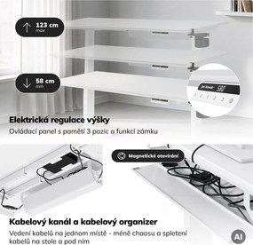 Elektrický stůl s nastavitelnou výškou ergonomický bílý,1400x700 mm: ARIA