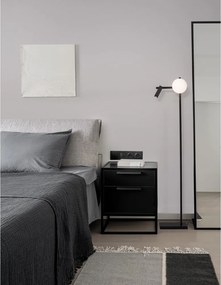 Bílá/černá kovová LED stojací lampa s ohybatelnou konstrukcí se skleněným stínidlem (výška 150 cm) Joline – Nova Luce