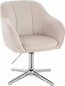 LuxuryForm DESIGN Otočná židle AVOLA VELUR na stříbrném kříži - krémová