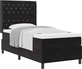 Postel s boxspringem s matrací s čelo Černá 100 x 200 cm samet 3341944