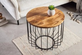 Noble Home Přírodní dřevěný kulatý odkládací stolek Loft