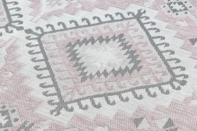 Dywany Łuszczów, Kusový koberec Sion Sisal Aztec 3007 pink/ecru – na ven i na doma, 80x150, růžová, chodba / předsíň