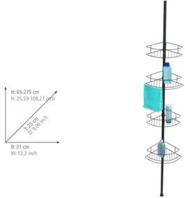 WENKO 24568100-Rohová police DOLCEDO 31x230 cm nerez/černá