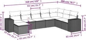 8dílná zahradní sedací souprava s poduškami černá polyratan 3255292
