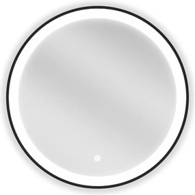 Mexen Esso podsvícené koupelnové zrcadlo, kulaté 60 cm, LED 6000K, protizamlžování, černý rám - 9825-060-060-611-70