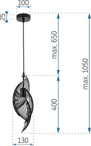 Toolight - Stropní svítidlo 1xE27 60W APP977-1CP, černá, OSW-06989