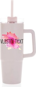 Personalizovaná cestovní termoska s průhledným víčkem s barevnou skvrnou