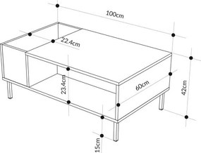 Konferenční stolek Houseland Vena šedo-zelený