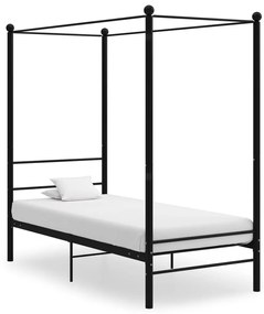 vidaXL Rám postele s nebesy černý kovový 90 x 200 cm