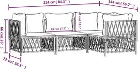 vidaXL 4dílná zahradní sedací souprava s poduškami ocel [3186868] Barva: antracitová