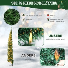 Costway 210 cm Umělý poloviční vánoční stromeček sváteční strom s 150 LED světly