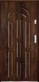 O.K. Doors® P55 Vchodové dveře Aurora 90L, rozměr vč. zárubně: 900 × 2070 mm, ocel, levé, ořech, plné
