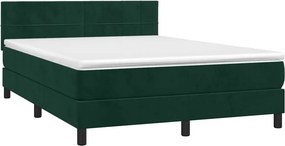Box spring postel s matrací tmavě zelená 140x200 cm samet 3141308