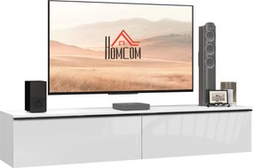 HOMCOM Nástěnný TV Stojan Dřevěný TV Konzole Koupelnová Skříň pro TV až 70 palců s Dveřmi s Lesklým Efektem, pro Obývací Pokoj, Ložnici, 160 x 35 x 3…