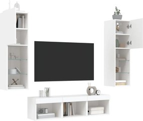 5dílná obývací stěna s LED osvětlením bílá kompozitní dřevo 3216604