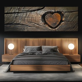 Obraz na plátně - Srdce spojení, dřevo styl FeelHappy.cz Velikost obrazu: 180 x 60 cm